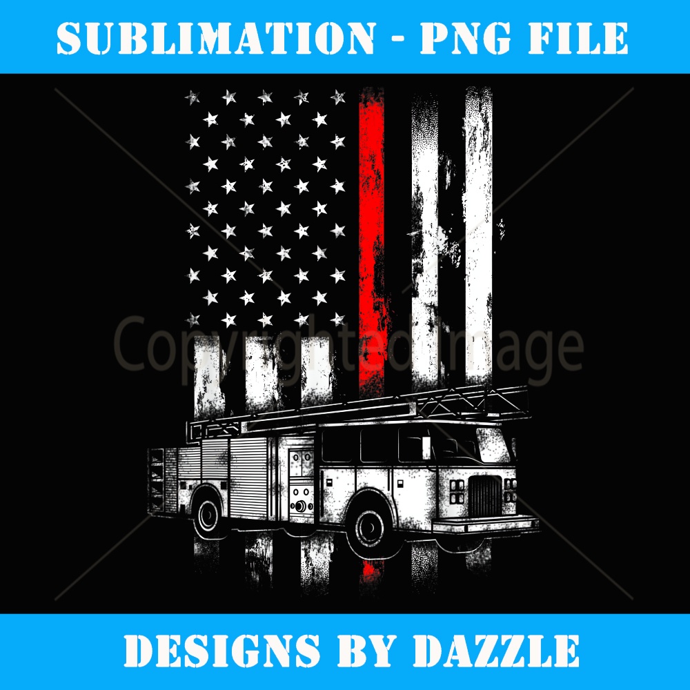 Fireman Truck Distressed Firefighter American flag - PNG Tra | Inspire ...