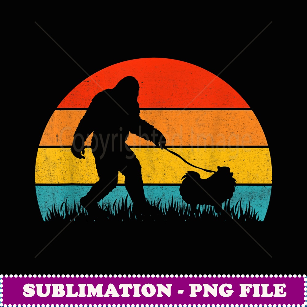 Bigfoot Walking Retro Sunset Off Sasquatch Pomeranian Dog - | Inspire ...