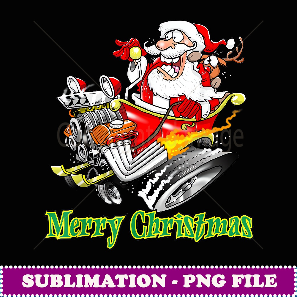 Santa Claus Hot Rod Sleigh Merry Christmas - Digital Sublima | Inspire ...