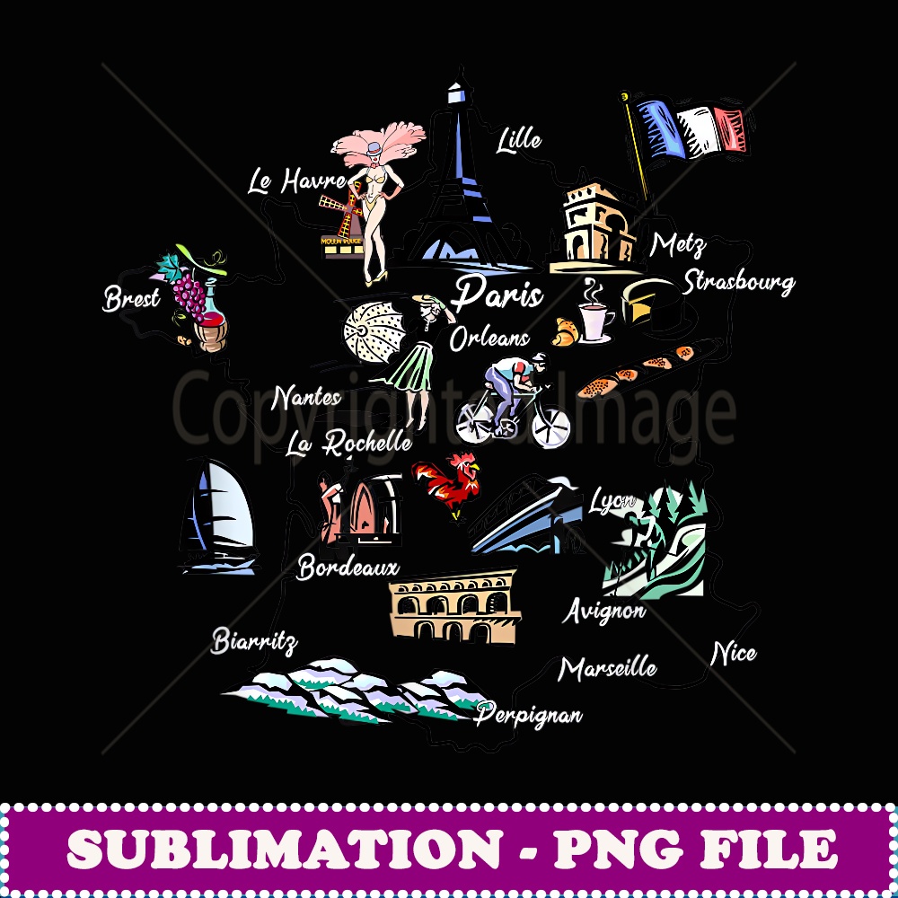 Illustrated map of France, attractions, landmarks, cities - | Inspire ...