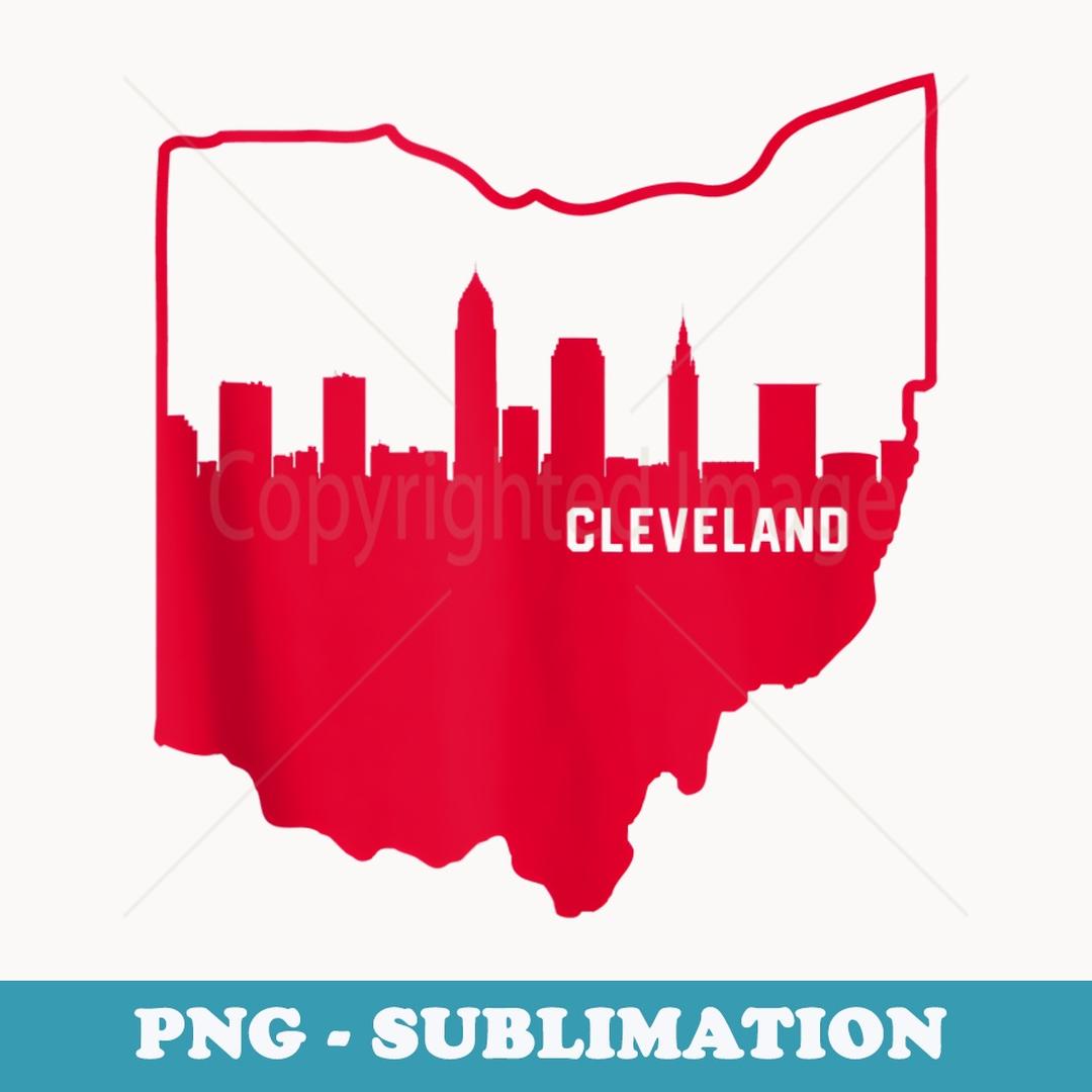 Cool Red Ohio State Outline Cleveland City Skyline - Profess | Inspire ...