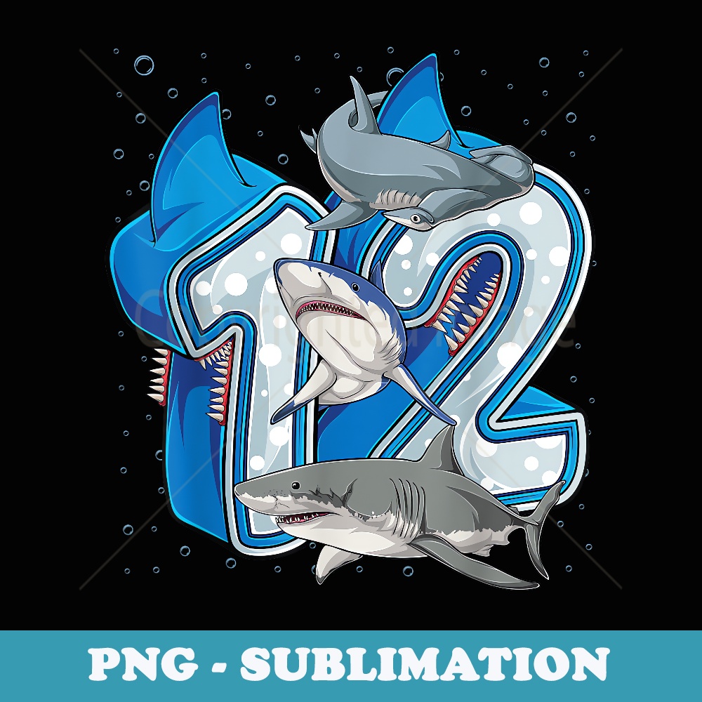 12th Birthday Boys Shark 12 years Old Ocean Shark B-day - Ar | Inspire ...