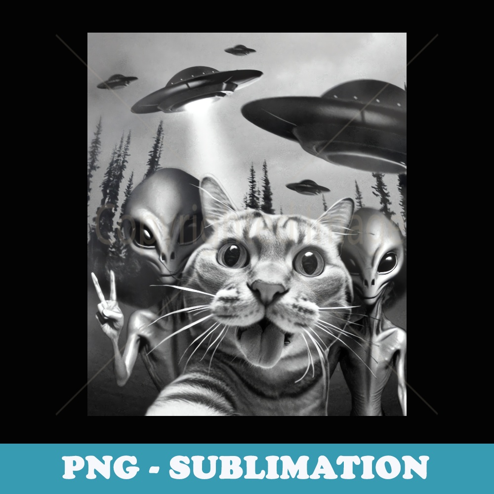 Funny Cat Selfie with UFOs Peace Sign Alien Cat UFO Invasion | Inspire ...