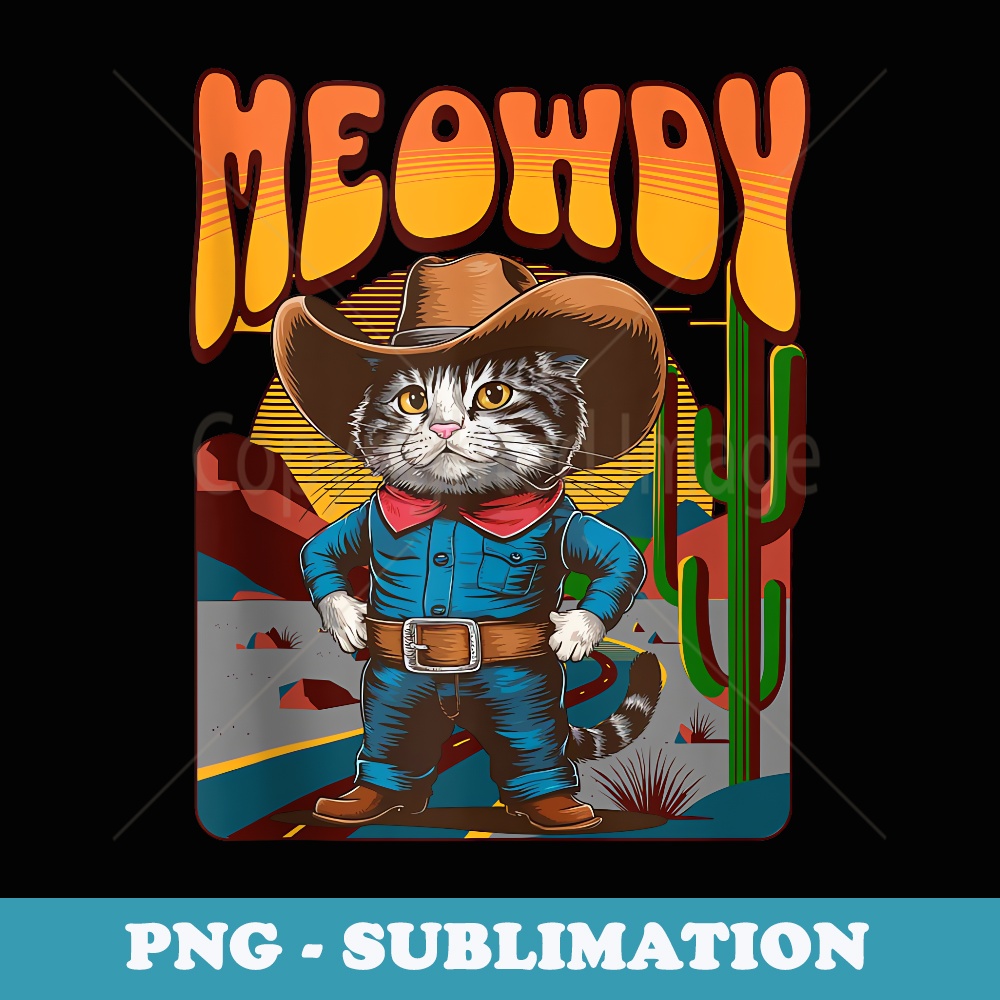 Meowdy Cat Funny Cowboy Hat Cat Vintage Western Style - Subl | Inspire ...