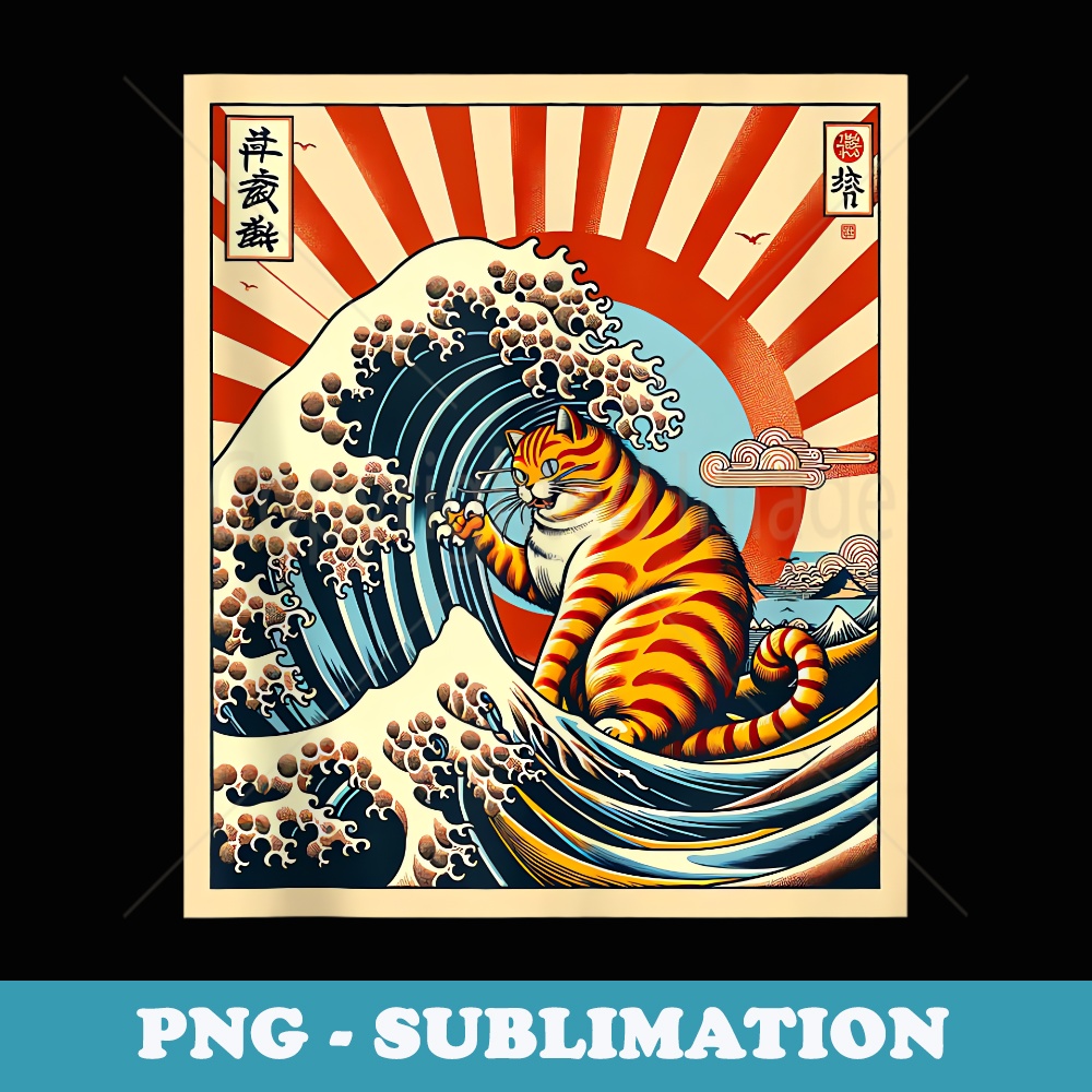 Catzilla Cat Japanese Art The Great Wave off Kanagawa Cat - | Inspire ...