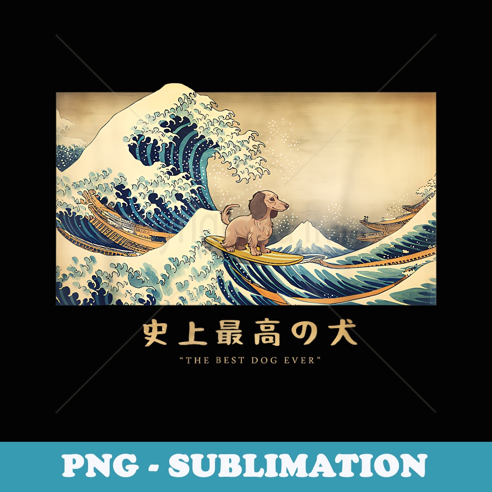 Surfing Long Haired Dachshund Kanagawa Wave Japanese Dog - E | Inspire ...