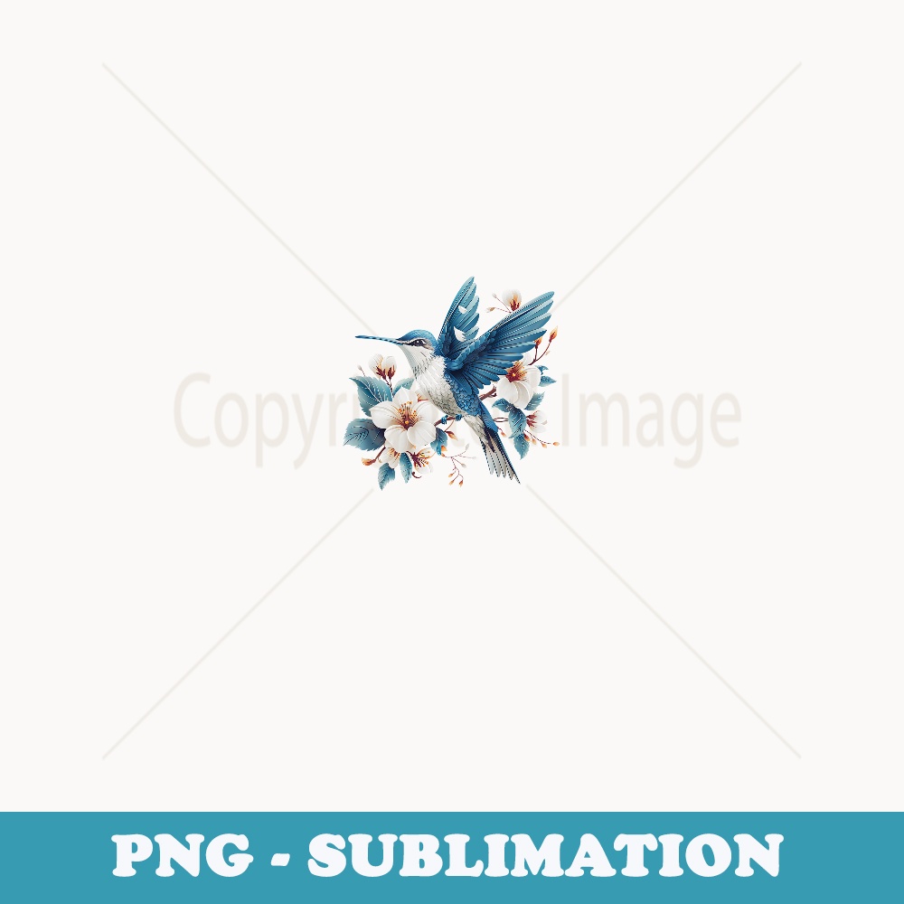 Cute anime blue hummingbird with pretty flowers bird art - D | Inspire ...