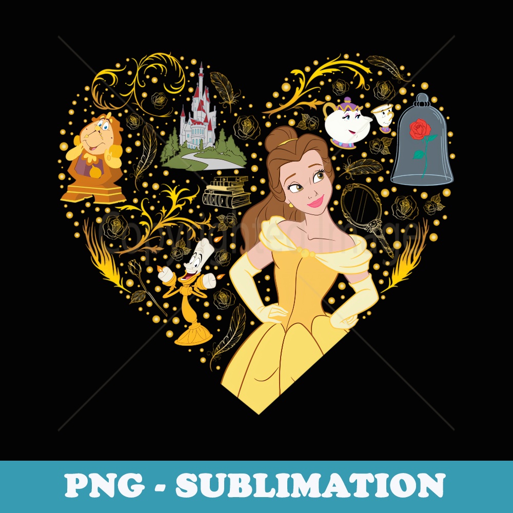 Disney Princess Belle Collage Heart - Trendy Sublimation Dig | Inspire ...