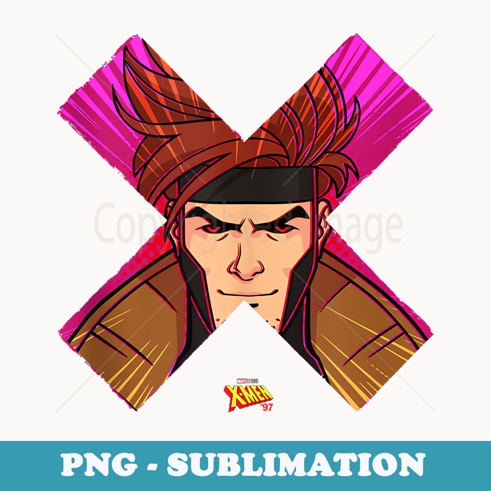 Marvel X-Men 97 Gambit Face Closeup Retro X Logo - Elegant S | Inspire ...