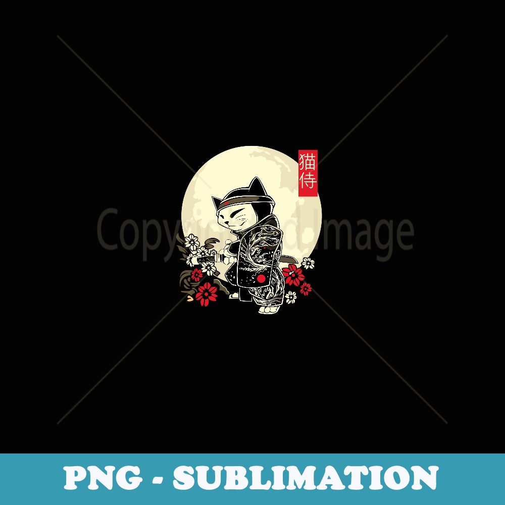 Japanese Samurai Cat Tattoo Warrior Kitty Moon Kanji Sakura | Inspire ...
