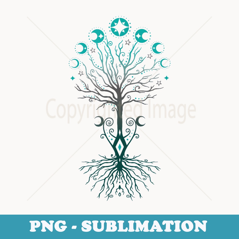 Yggdrasil World Ash - Moon Phases Tree of Life - Pagan Art | Inspire Uplift