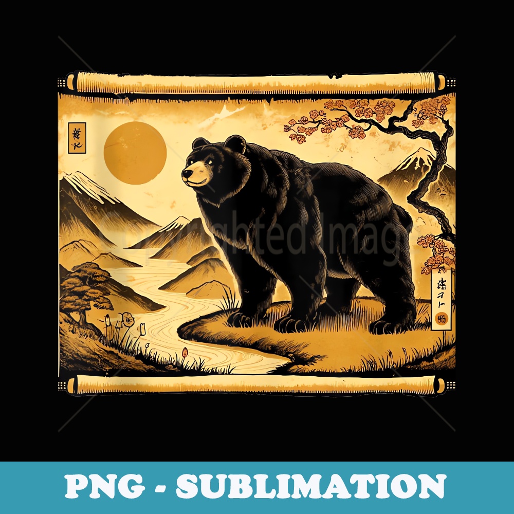 Vintage Papyrus Scroll Mt. Fuji Japanese Art Panda - PNG Sub | Inspire ...