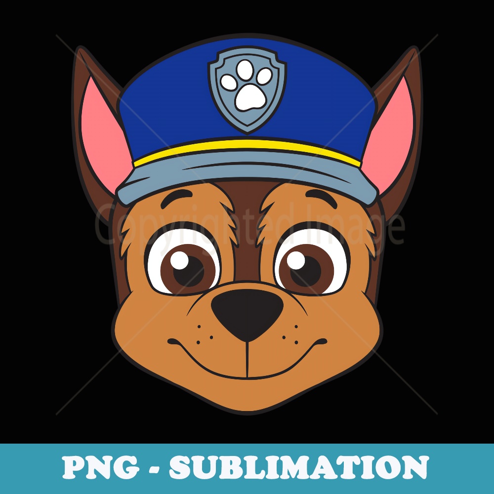 Paw Patrol Chase Big Face - Retro PNG Sublimation Digital Do | Inspire ...