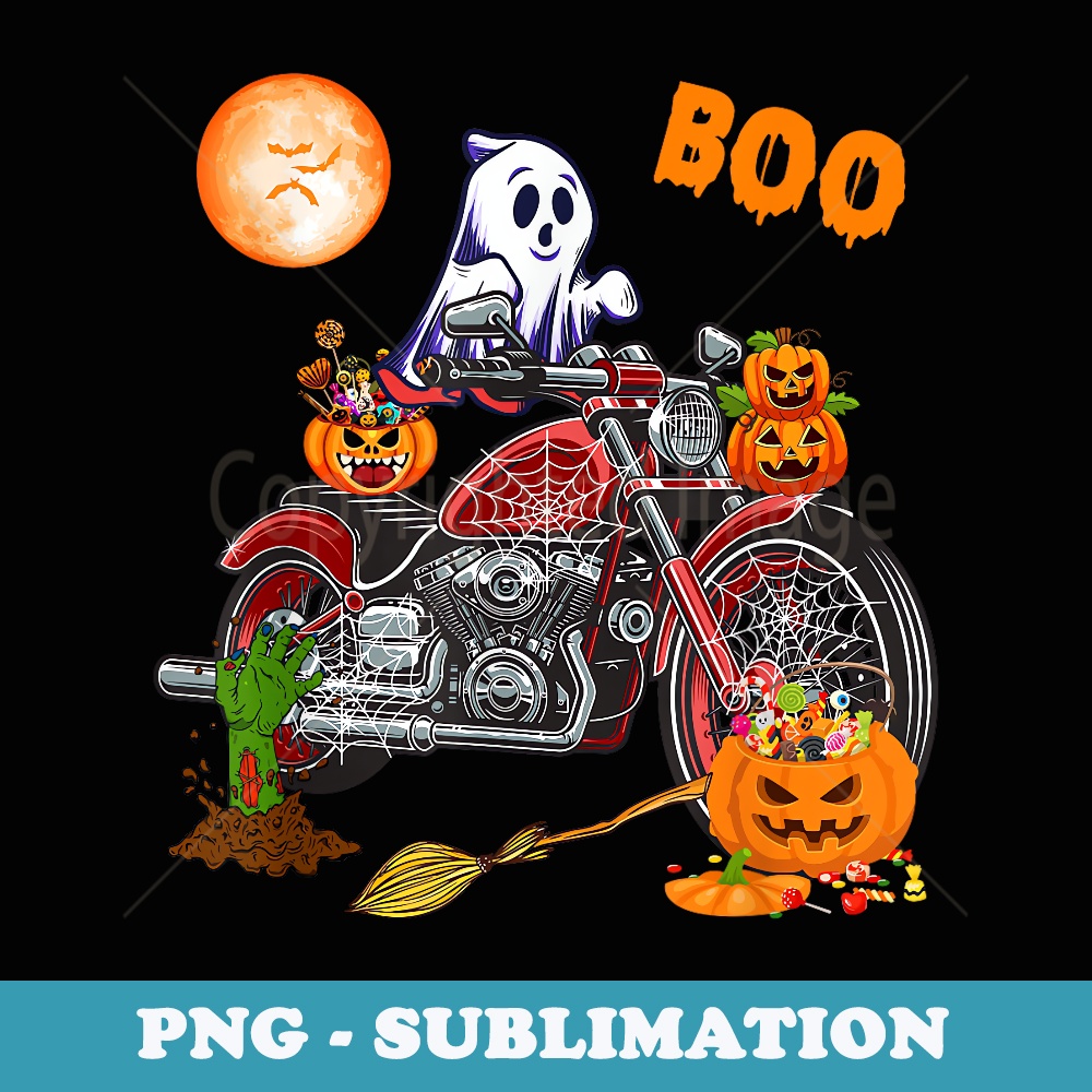 Boo Ghost Riding Motorcycle Horror Candy Bag Carved Pumpkin | Inspire ...
