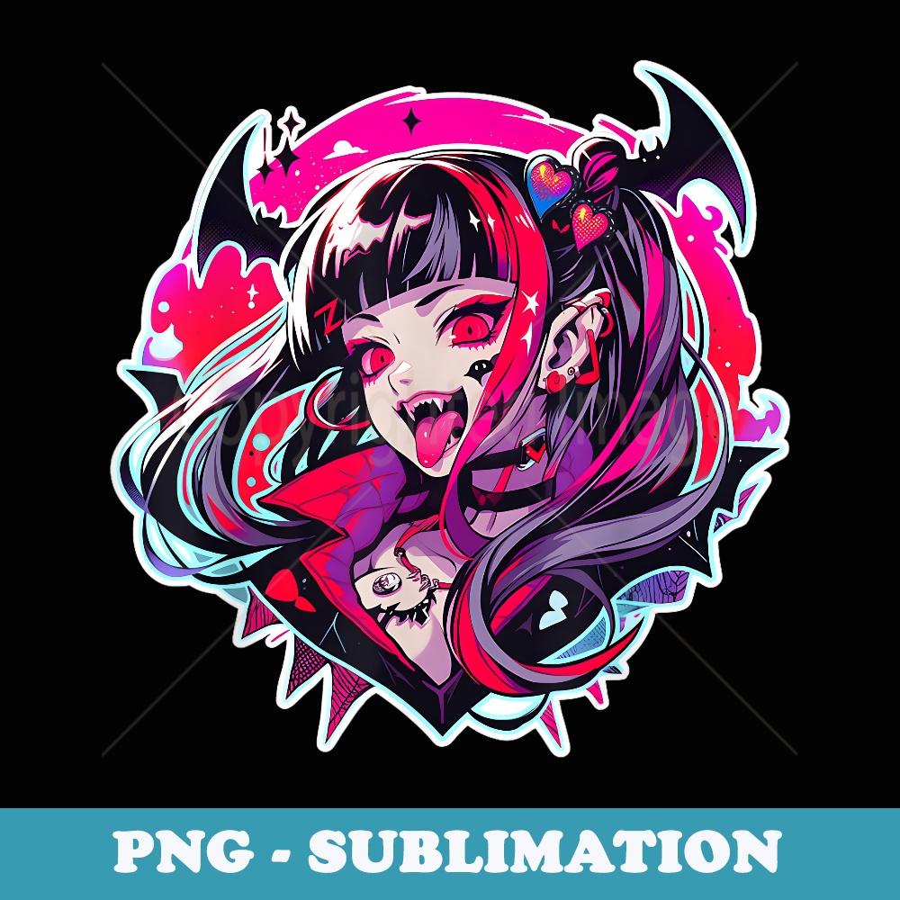 Vibrant Alt Vampire Anime Girl - Creative Sublimation PNG Do | Inspire ...