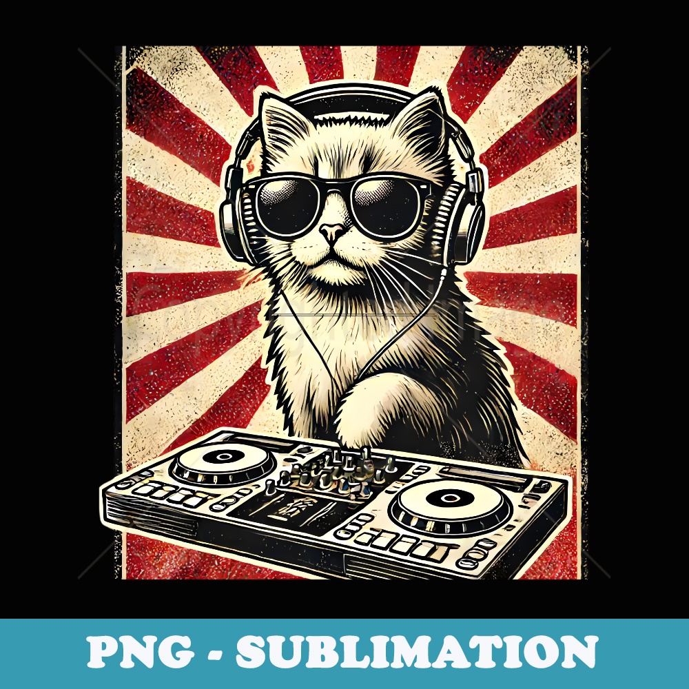 Funny DJ Cat Disco Sound Tech - Signature Sublimation PNG Fi | Inspire ...