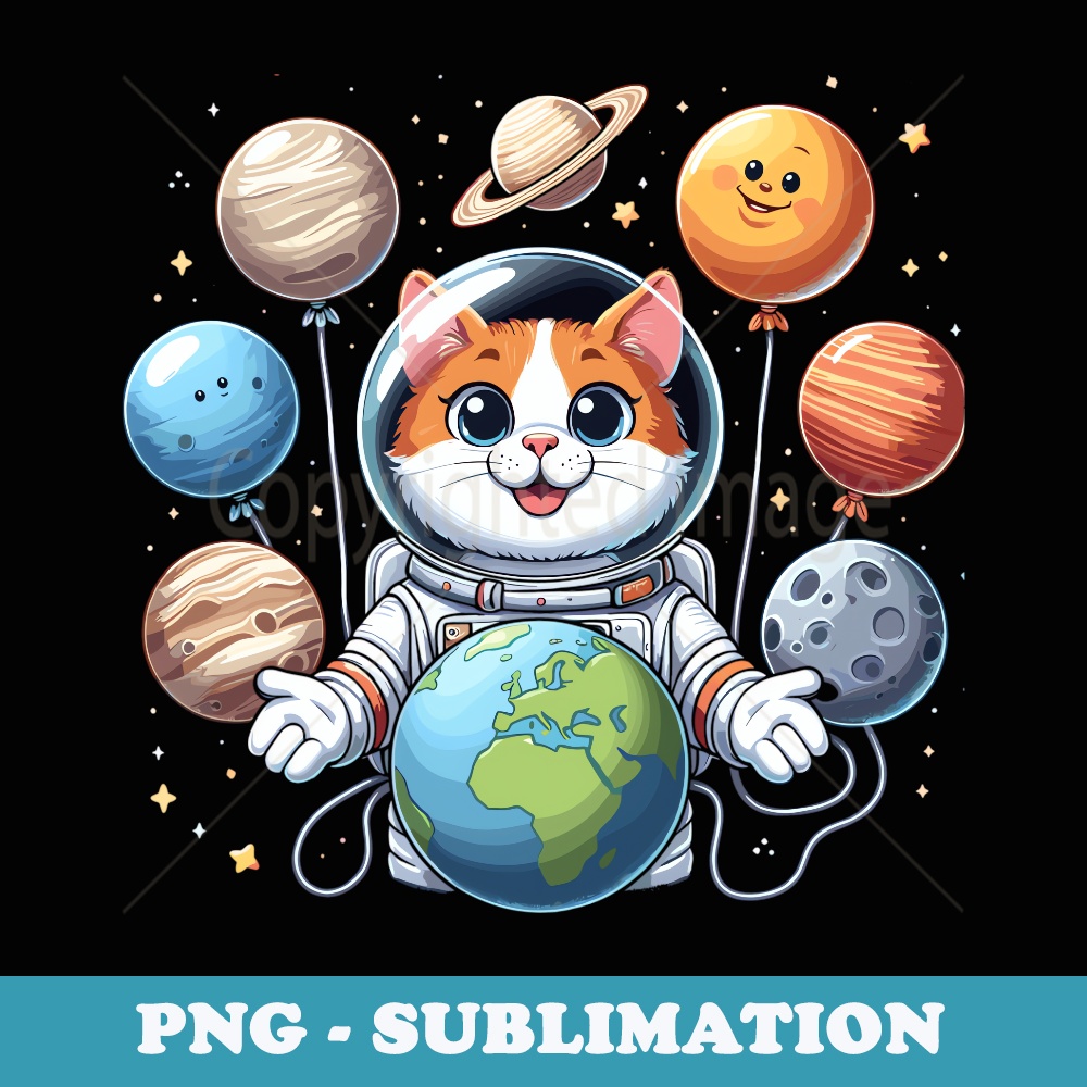 Space Astronaut Cat Solar System Planet Balloons - Aesthetic | Inspire ...