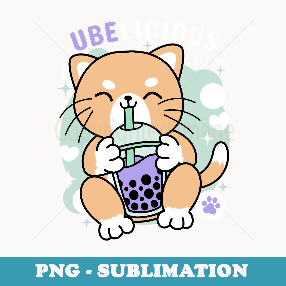Ube Boba Cute Kawaii Cat Tea Anime Ube Ubelicious Bubble Tea | Inspire ...