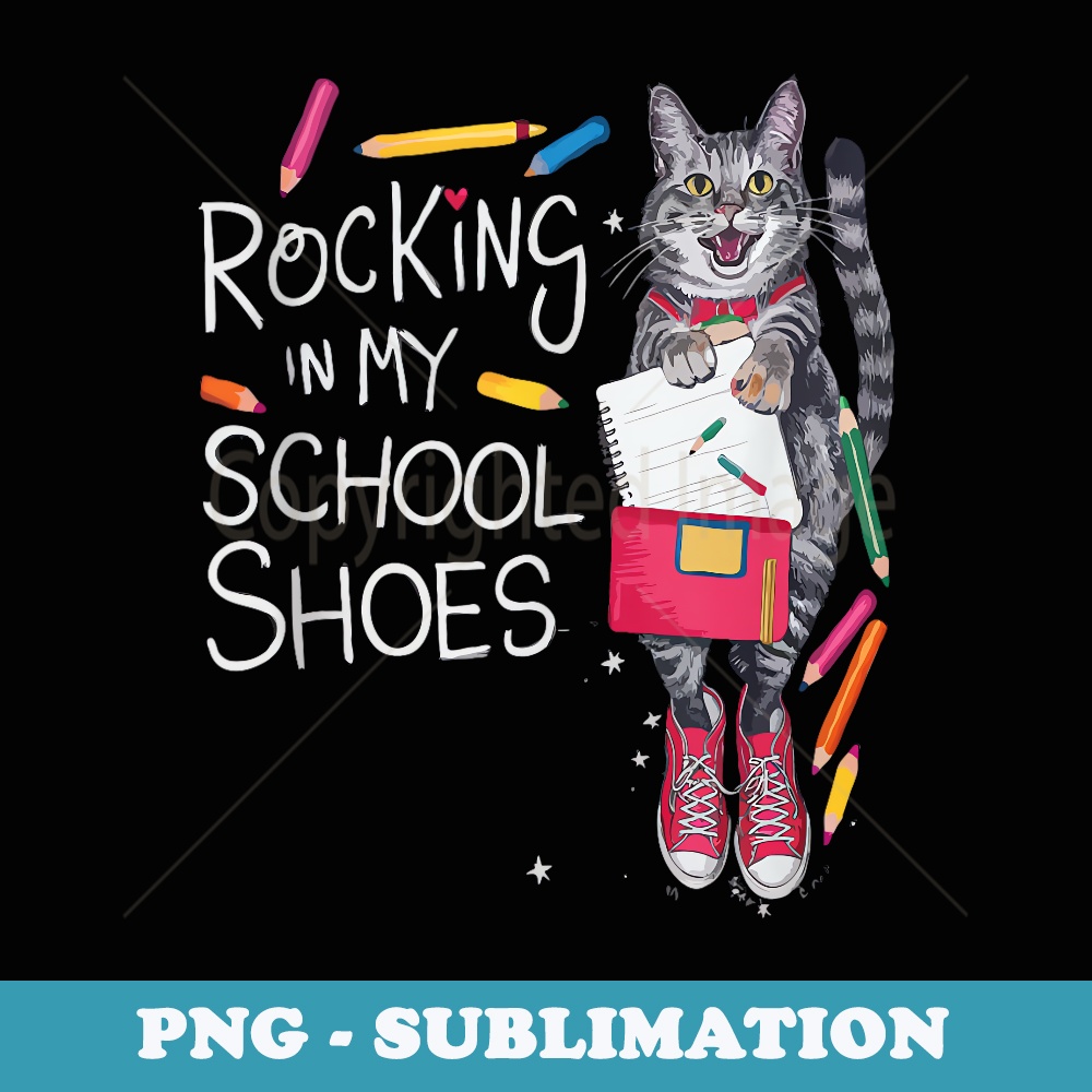 Cat Rocking in My School Shoes - Exclusive PNG Sublimation D | Inspire ...