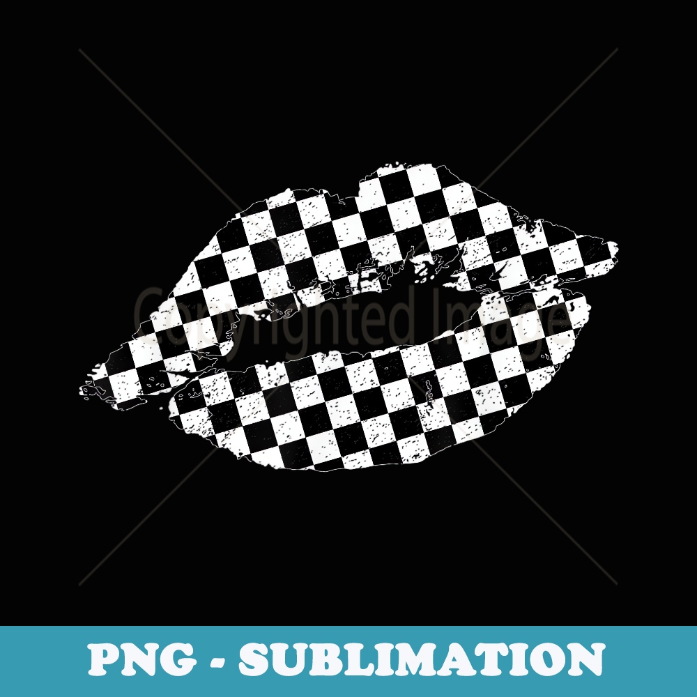 Checkered lips kiss plaid black white racing party - Vintage | Inspire ...