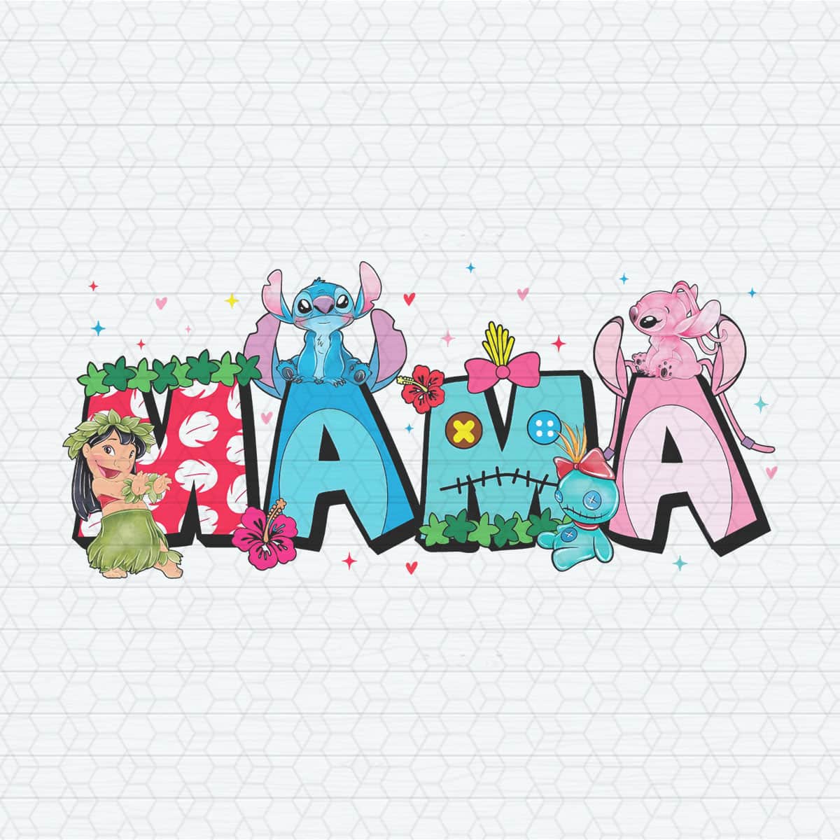 Floral Disney Mama Stitch Friends PNG | Inspire Uplift