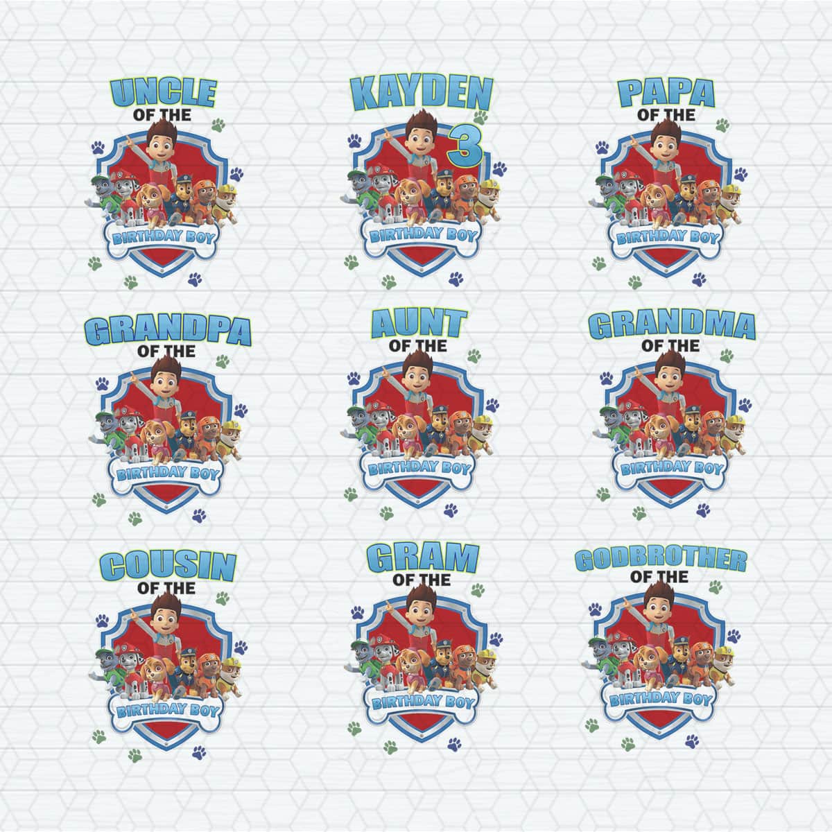 Paw Patrol Birthday Family Members PNG Bundle | Inspire Uplift