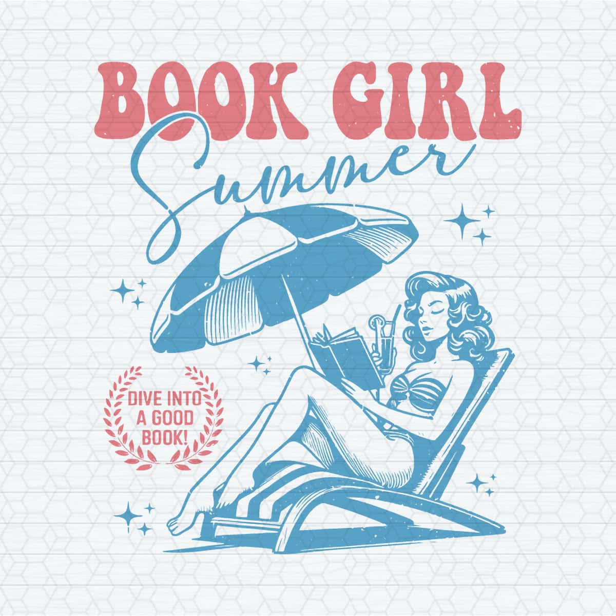 Retro Book Girl Summer Dive Into A Good Book SVG | Inspire Uplift
