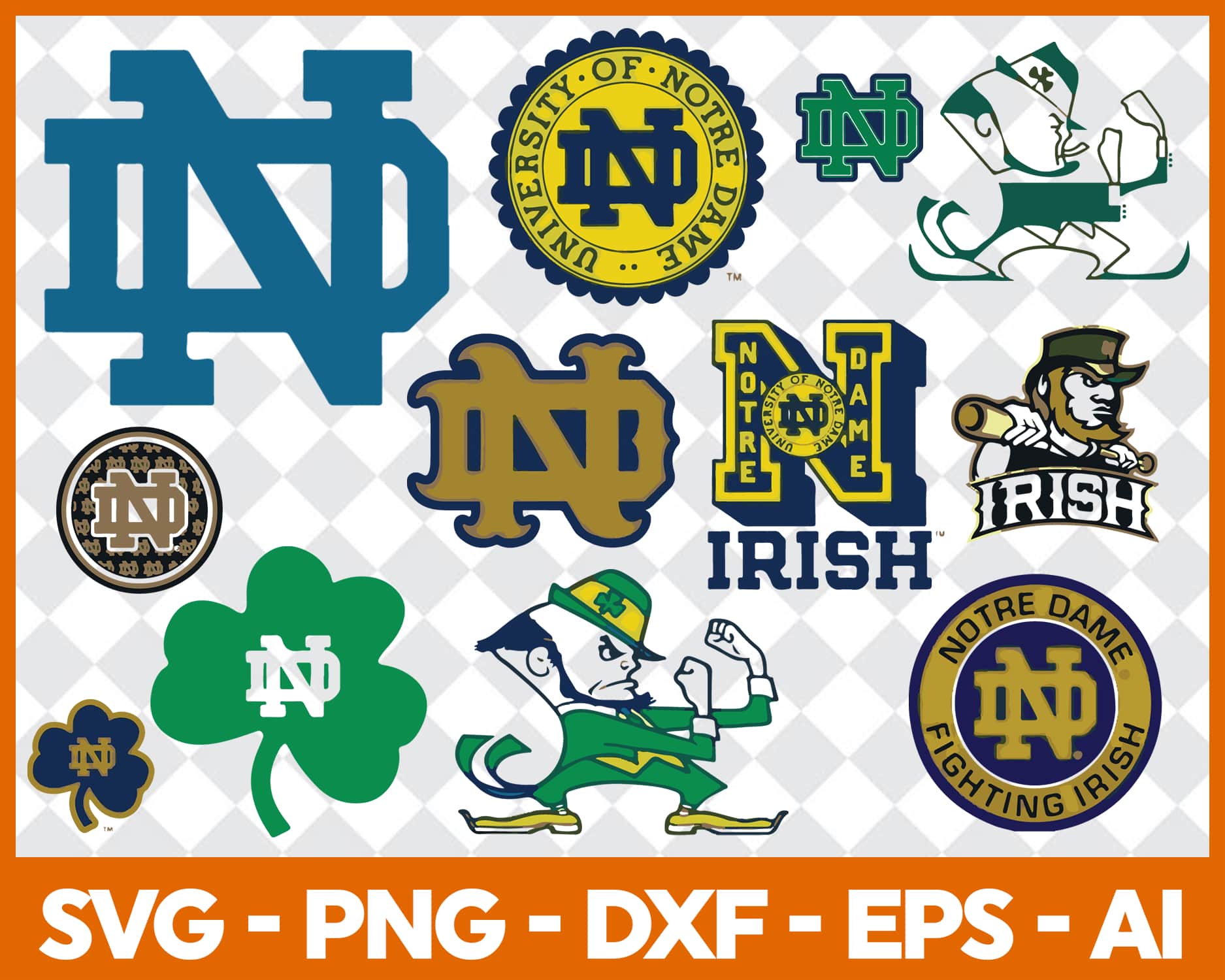 12 Files Notre Dame Irish Svg Bundle, Notre Dame Logo Svg | Inspire Uplift