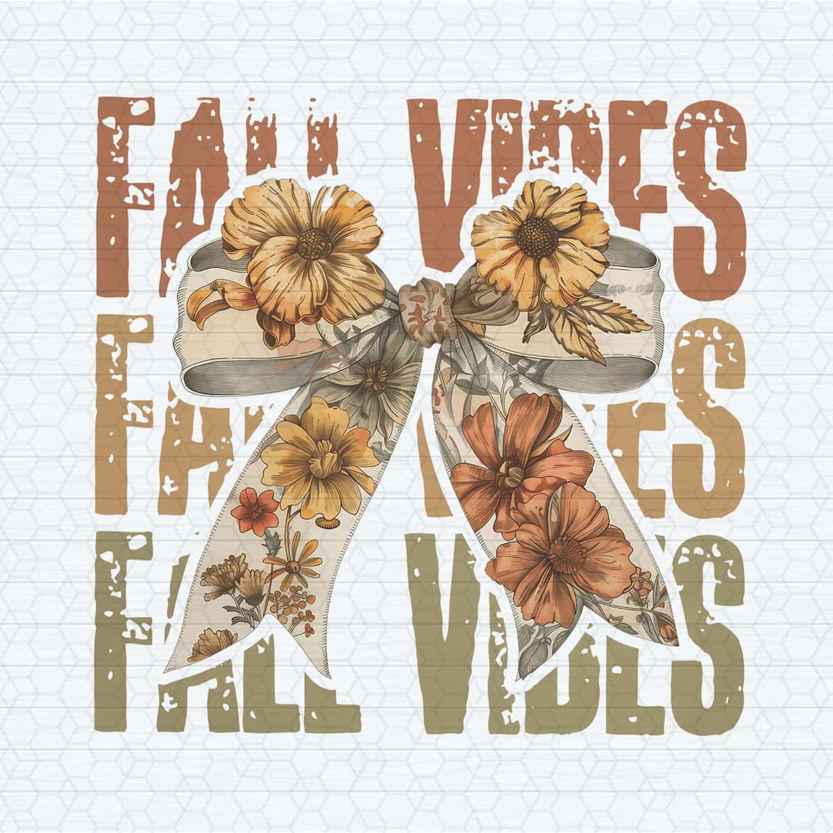 Fall Vibes Floral Ribbon Bow PNG | Inspire Uplift