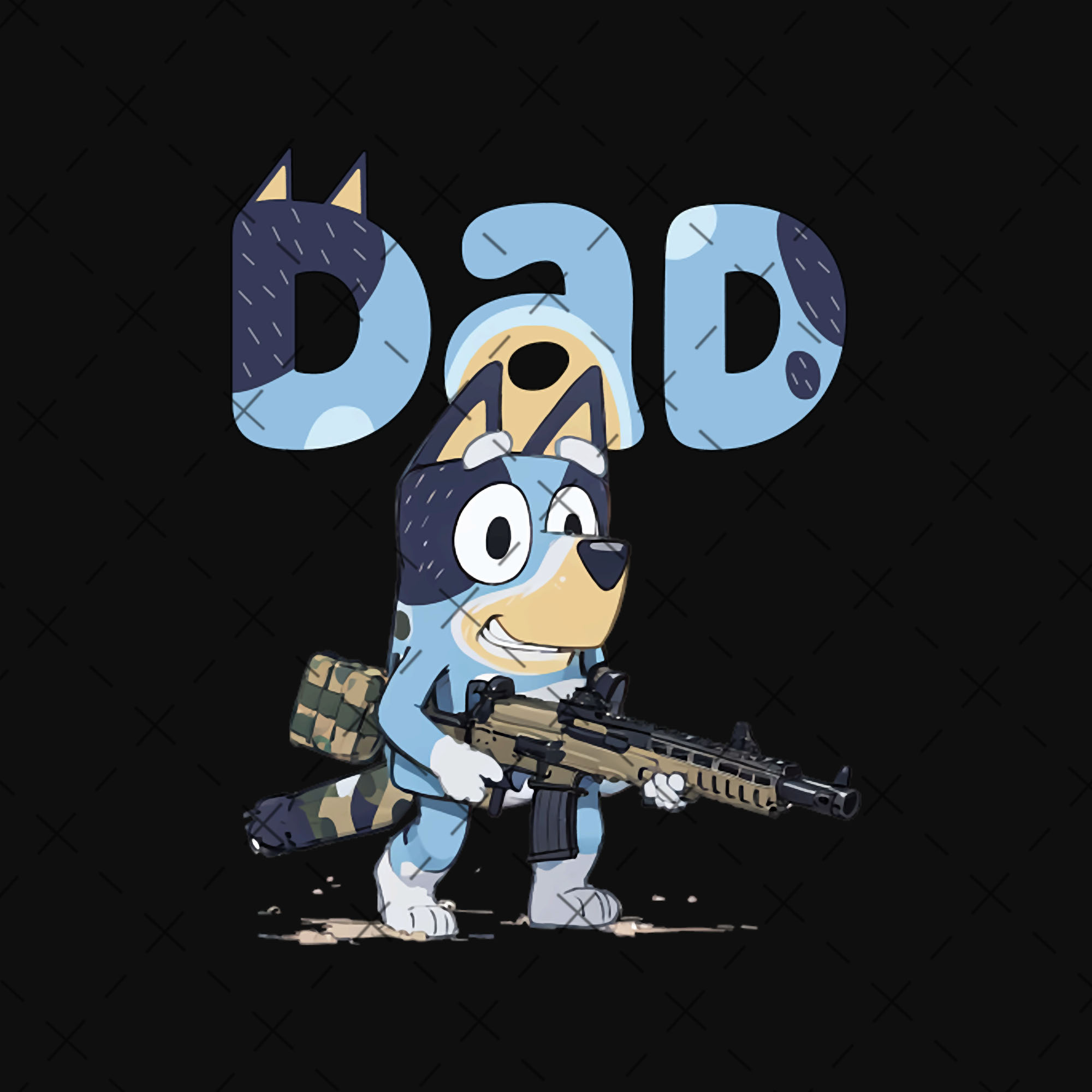 Bluey DAD ARMY GUNS Png digital download - Inspire Uplift