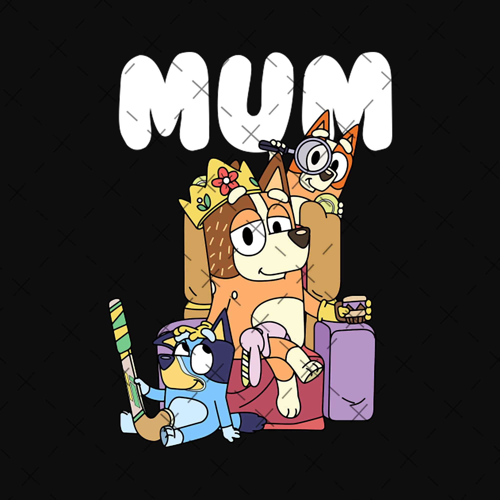 mum queen style bluey png, mothers day, mom, bluey dad, blue | Inspire ...