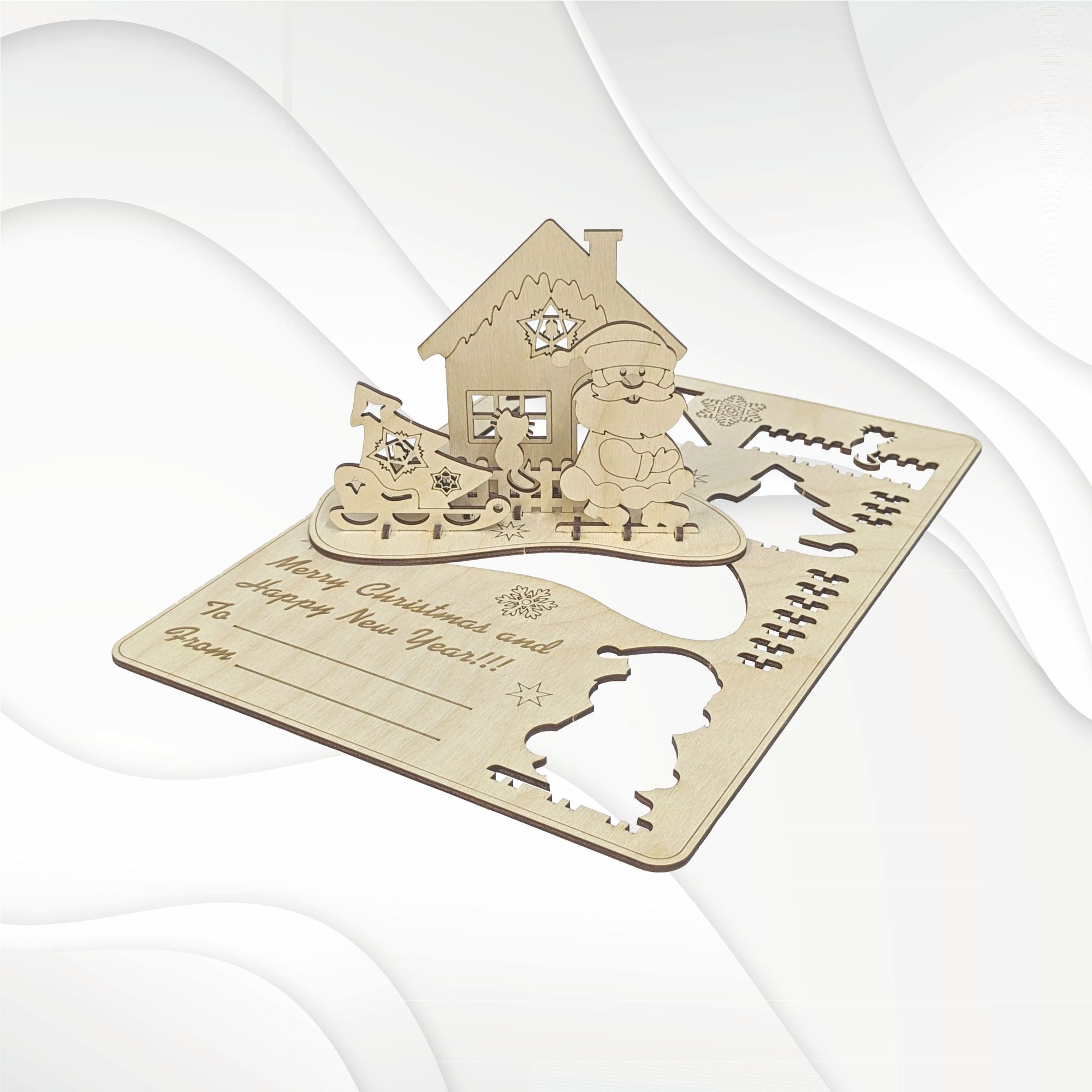 Christmas Greeting Card laser cutting plan, svg dxf design. - Inspire ...