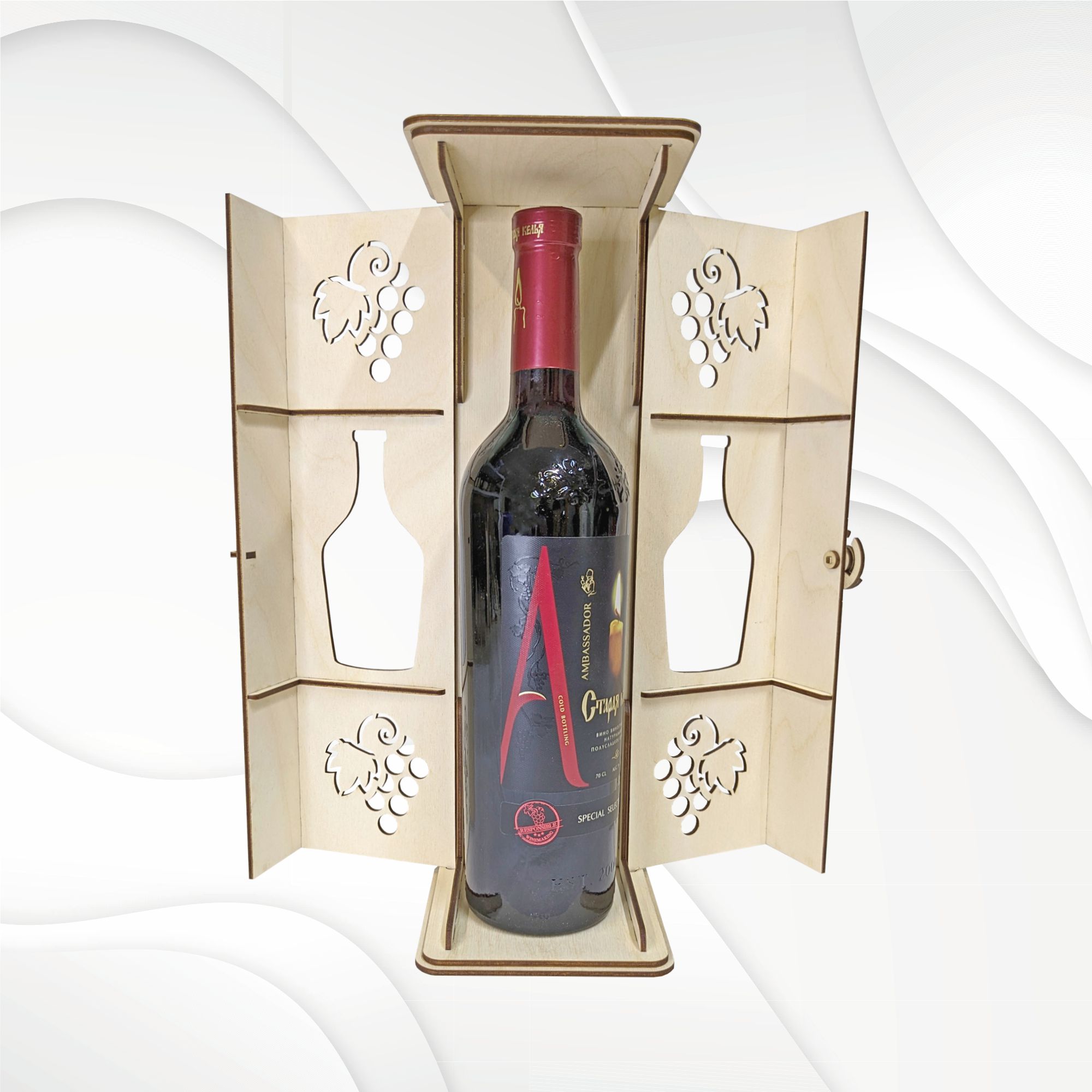 Unique gift wine box, svg dxf vector design laser cutting. L | Inspire ...