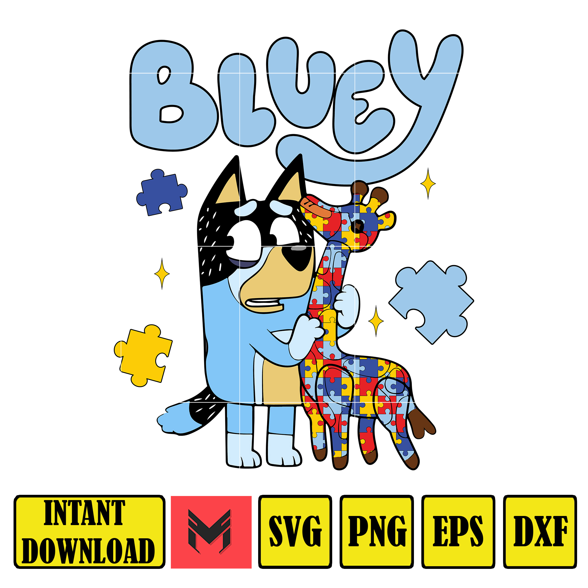 Autism Bluey Puzzle, Funny Dog And Friends, Character Cartoo - Inspire ...