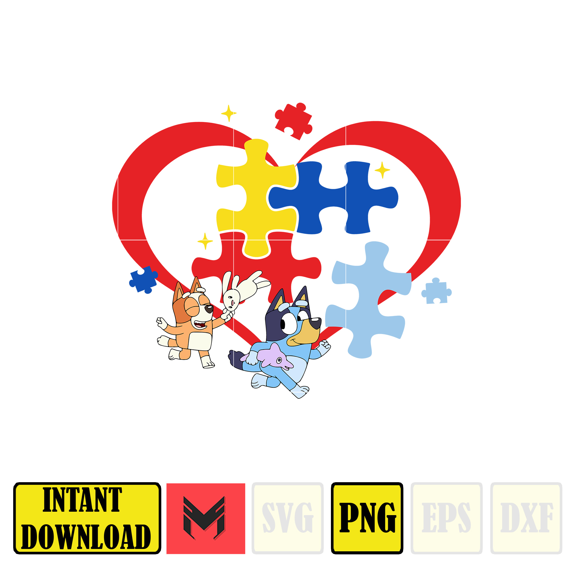 Autism Bluey Png Autism Awareness Sublimation, Character Car - Inspire ...