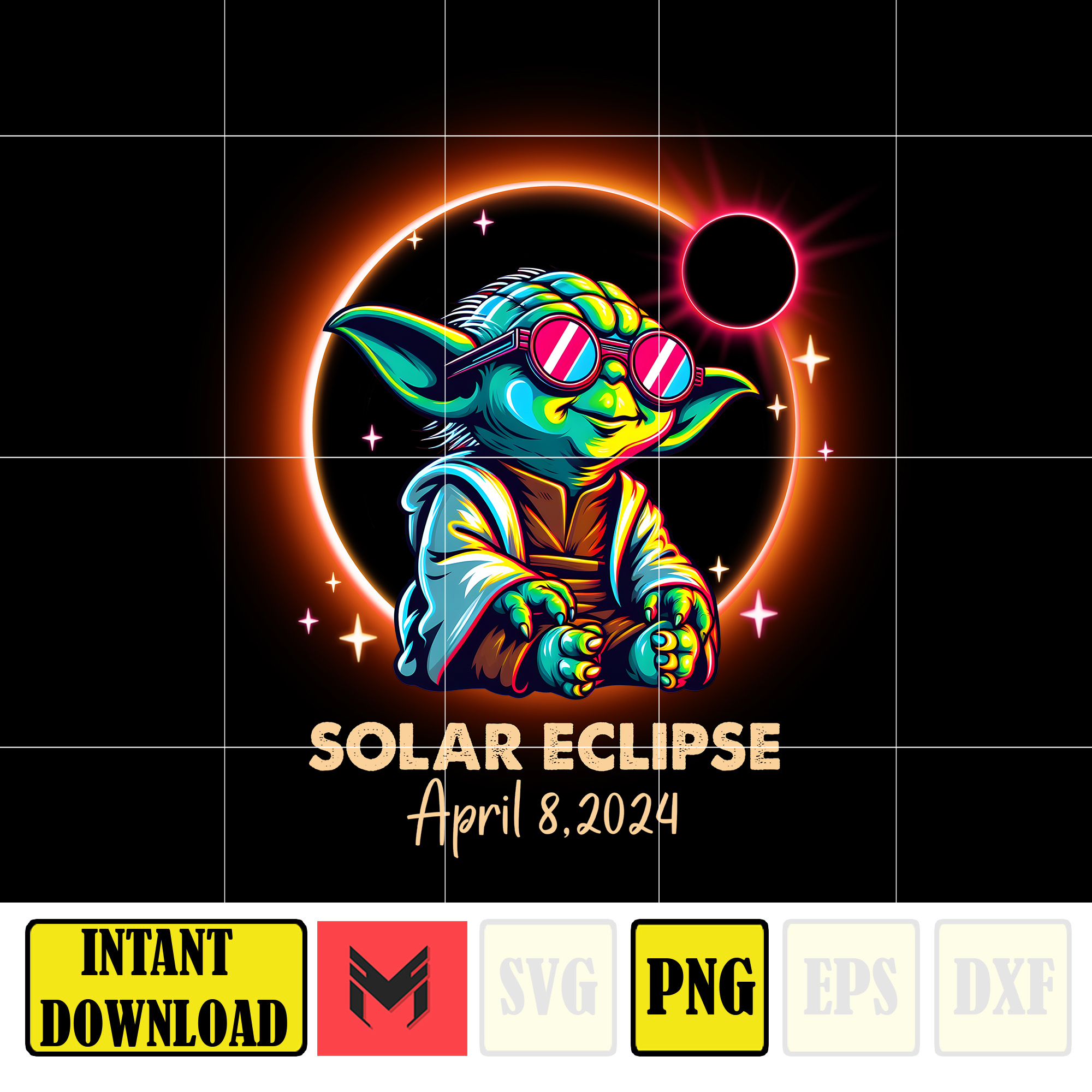Cartoon Baby Yoda Solar Eclipse April 8. 2024 Png, Cartoon T - Inspire ...