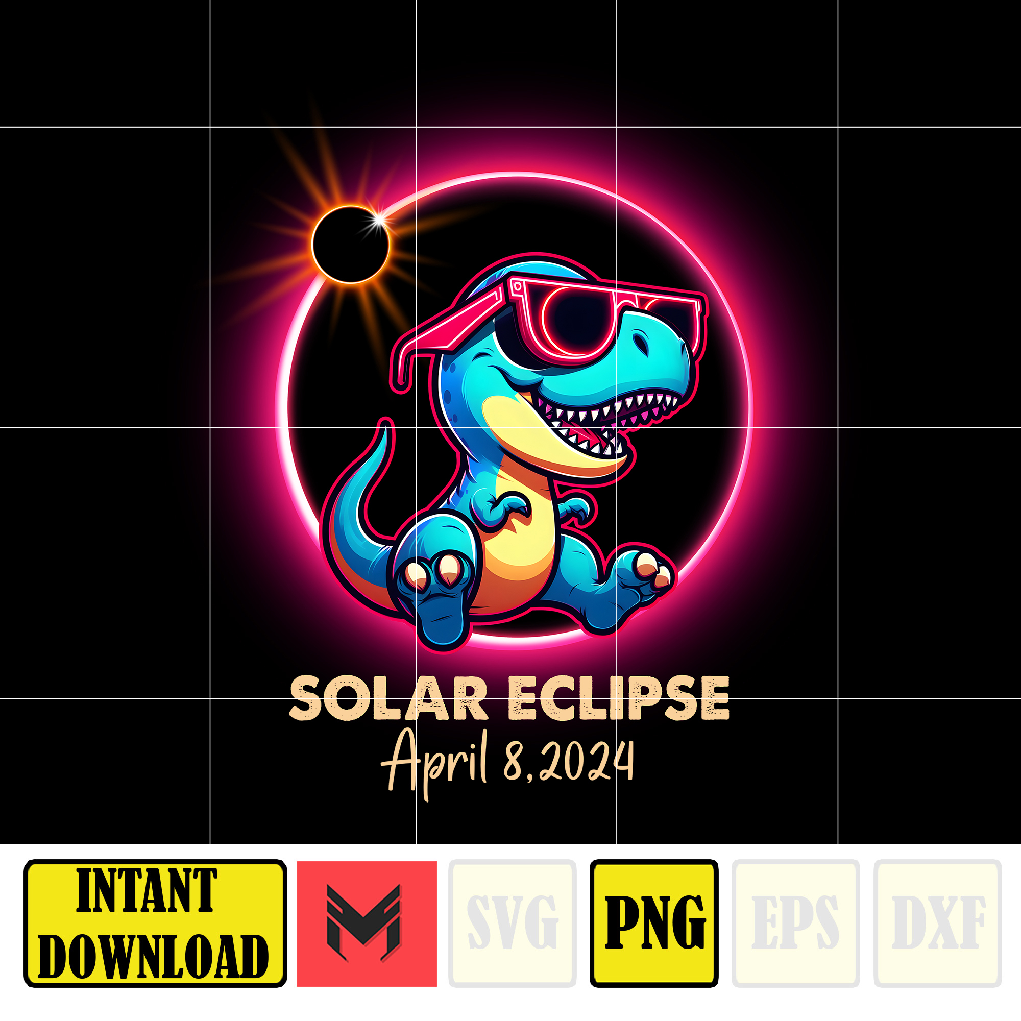 Cartoon T-Rex Solar Eclipse April 8. 2024 Png, Cartoon Total - Inspire ...