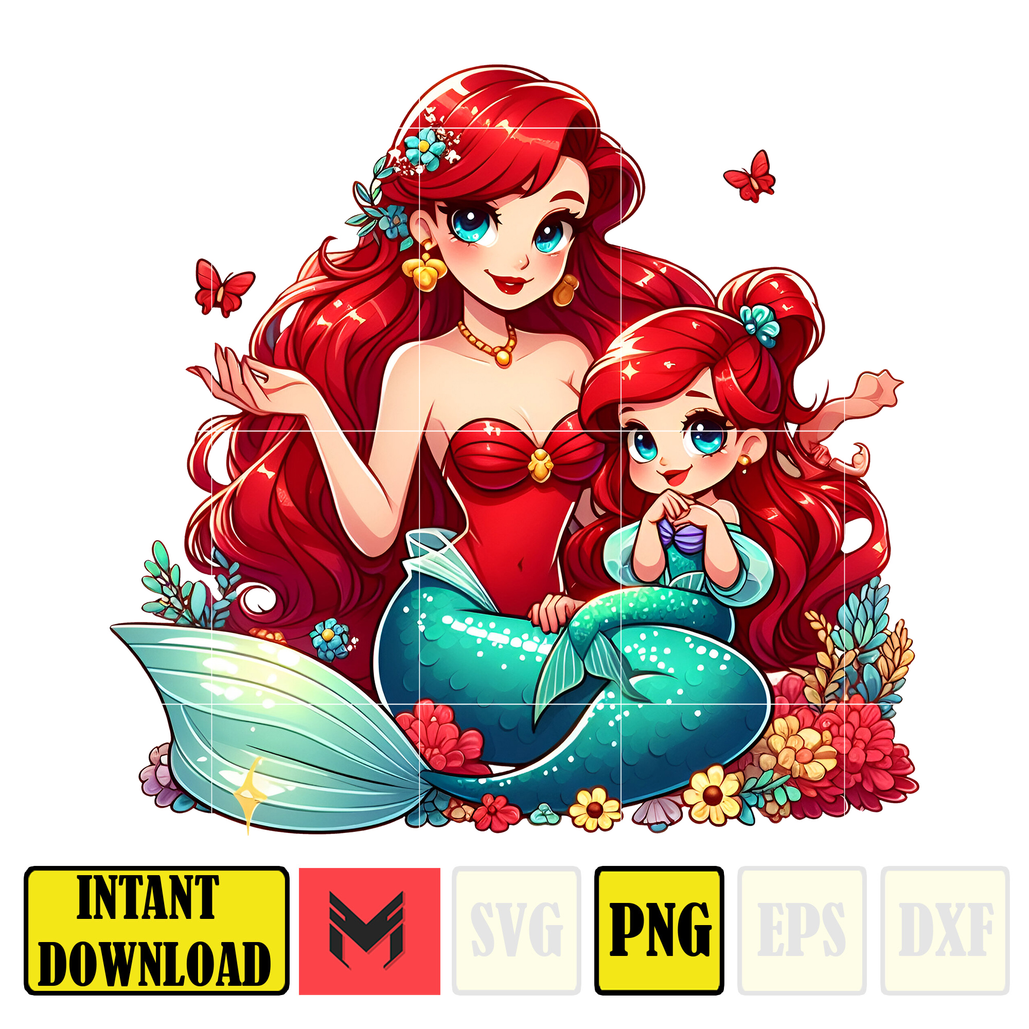 Mom And Daughter Princess Png, Ariel Png, Cartoon Mother Png - Inspire ...