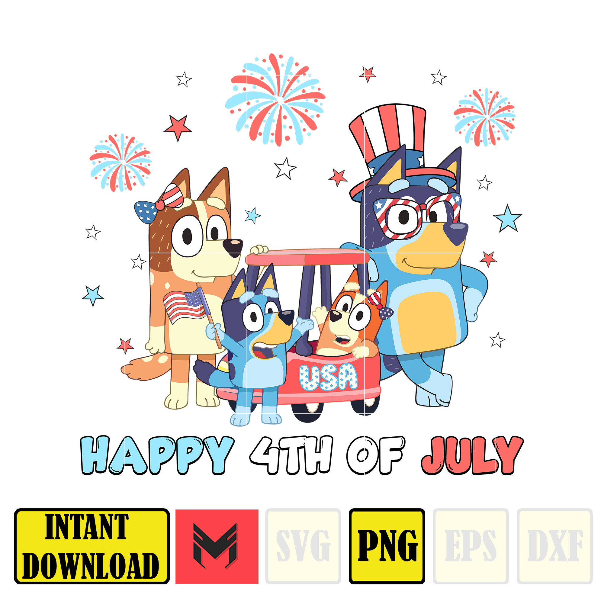Bluey Friends Happy 4th Of July Png, Cartoon 4th Of July Png | Inspire ...