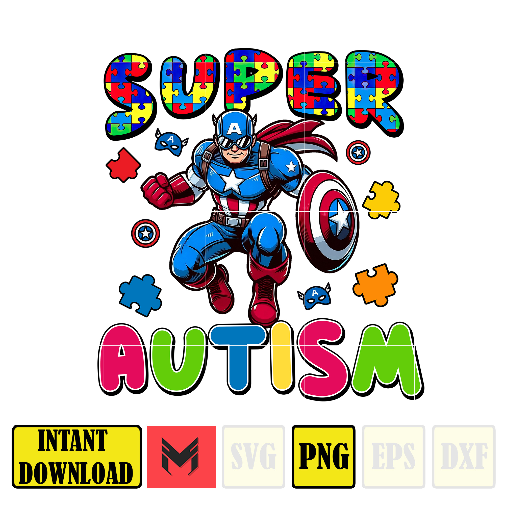 Captain Super Autism Png, Cartoon Autism Png, Autism Awarene - Inspire ...