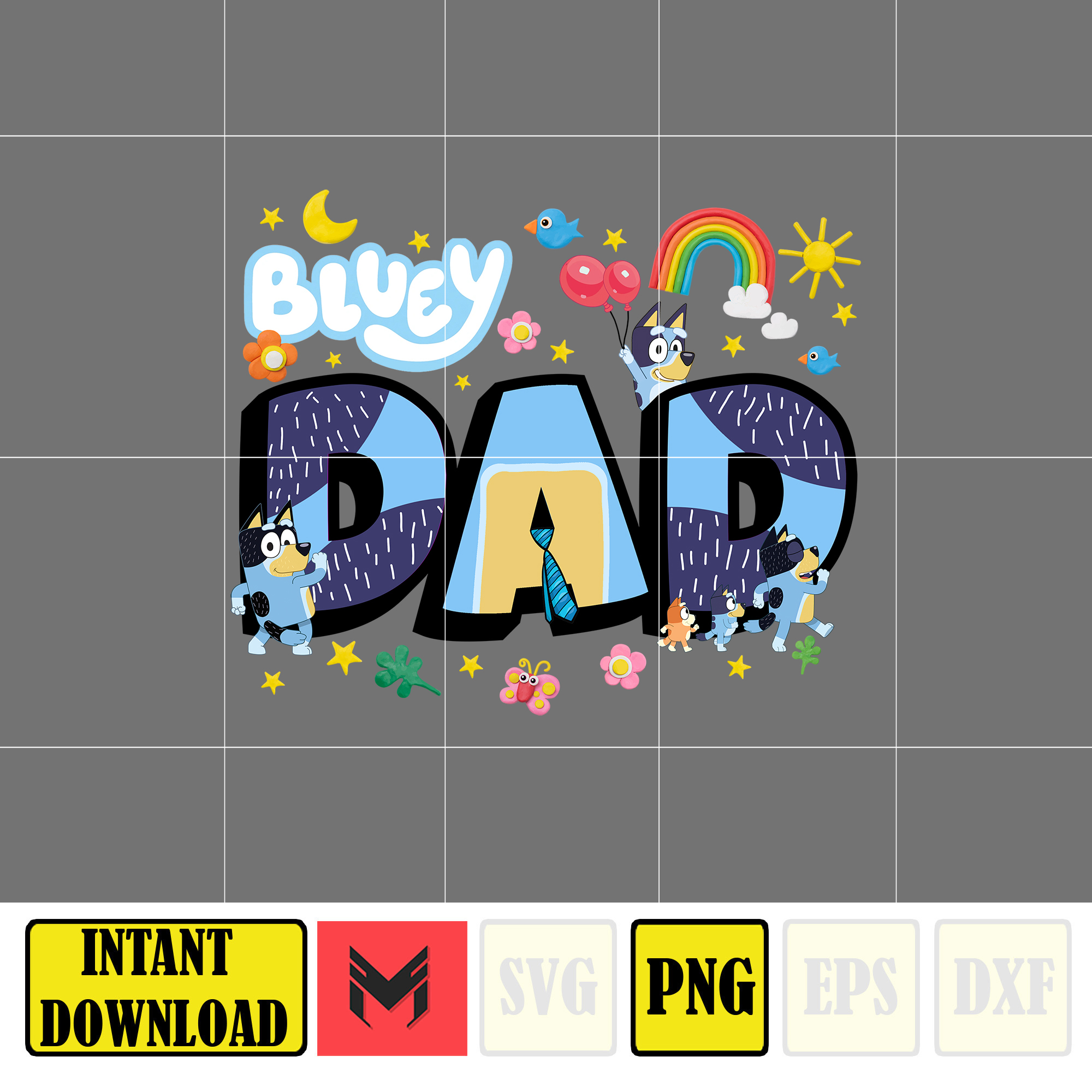Bluey Dad Png, Cartoon Dad Png, Characters Letters Png, Dood | Inspire ...