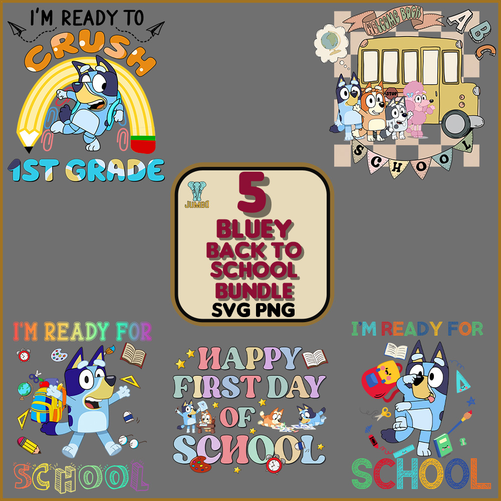 5 Bluey Back To School Svg Bundle | Inspire Uplift