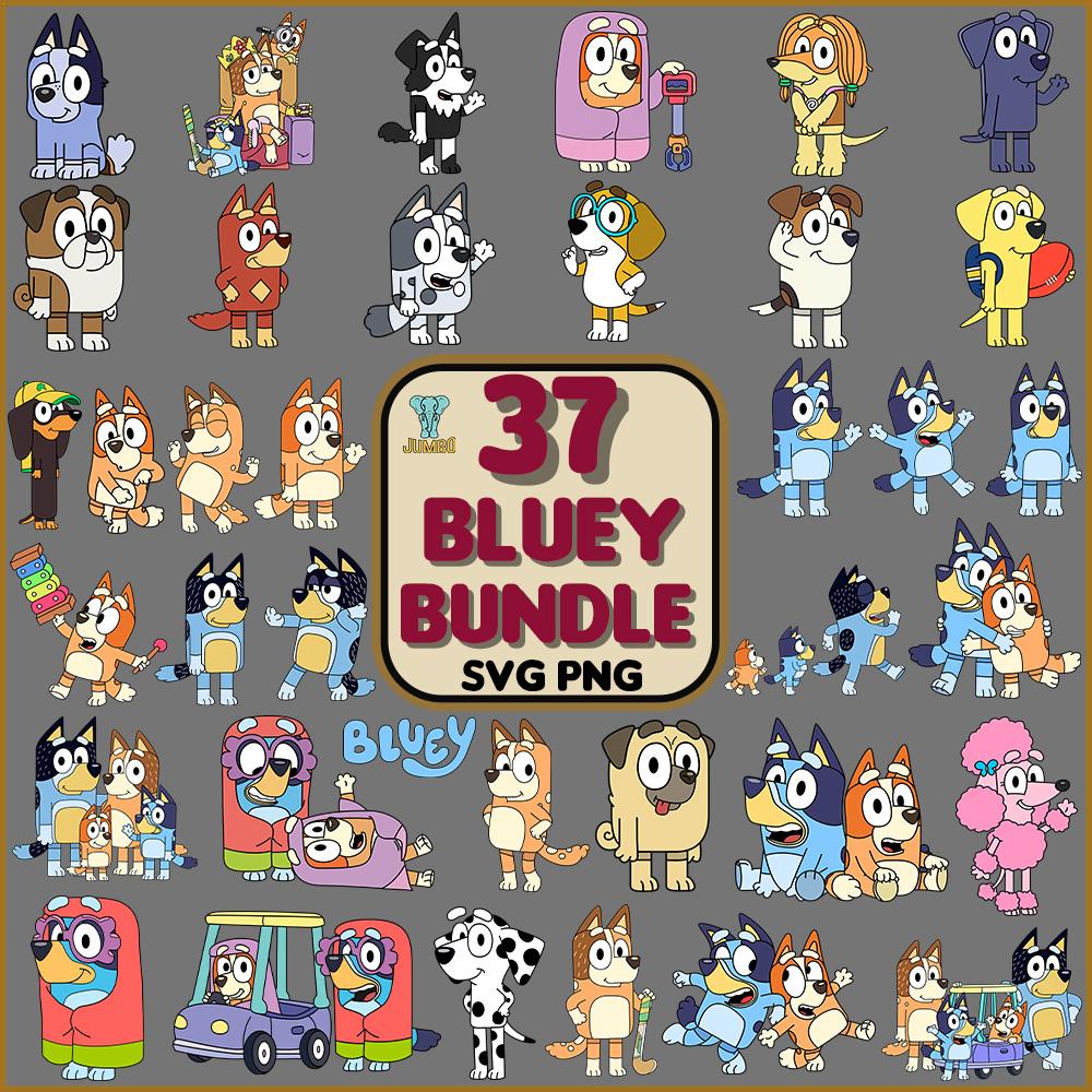 37 Bluey Svg Bundle, Digital Download | Inspire Uplift