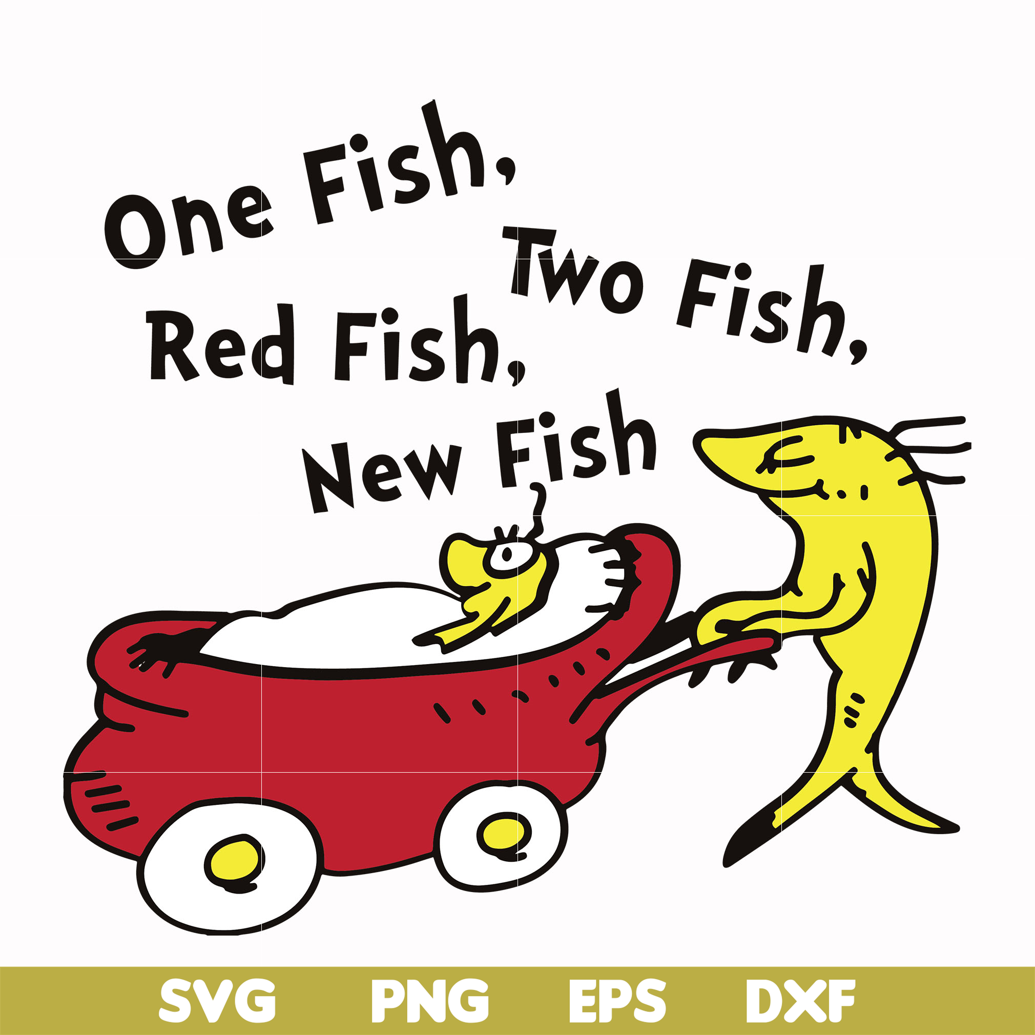 One fish two fish red fish new fish svg, png, dxf, eps file | Inspire ...
