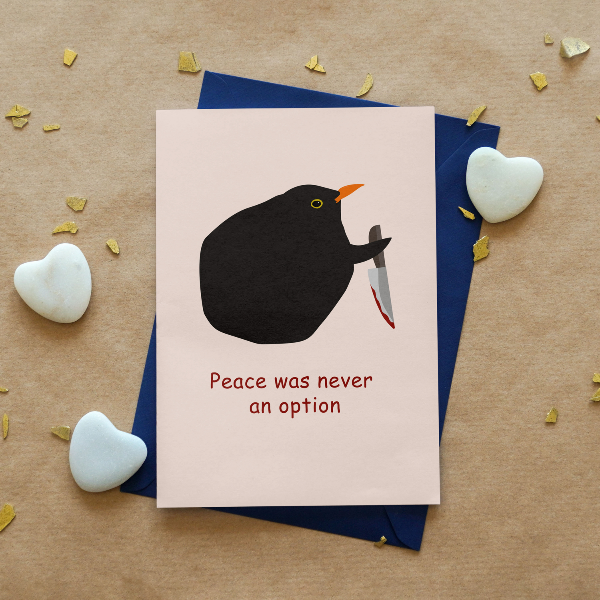 Printable meme Greeting Card funny blackbird with bloody kni - Inspire ...