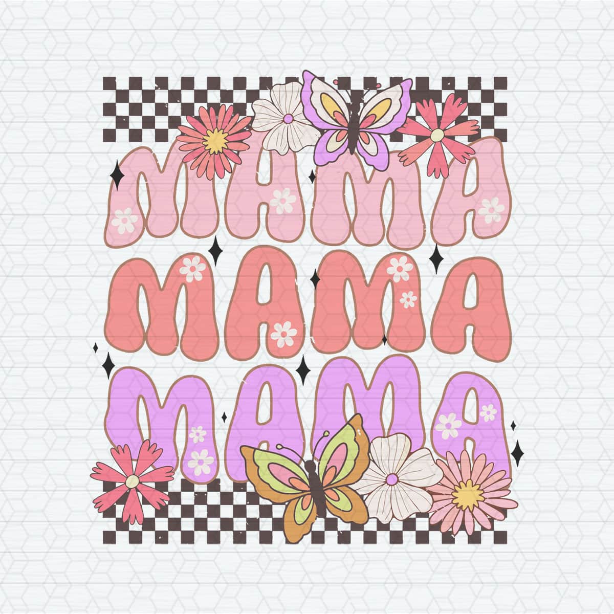 Checkered Mama Flowers Butterfly SVG | Inspire Uplift