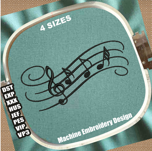 Musical Notes Embroidery Design | Music Embroidery Patterns | Inspire ...