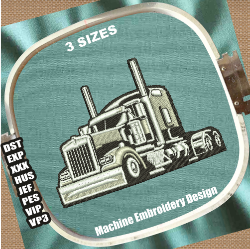 Semi Truck Embroidery Design | Truck Trailer Embroidery Patt | Inspire ...