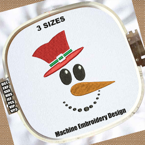 Snowman Face Christmas Embroidery Design | Snowman Embroider | Inspire ...