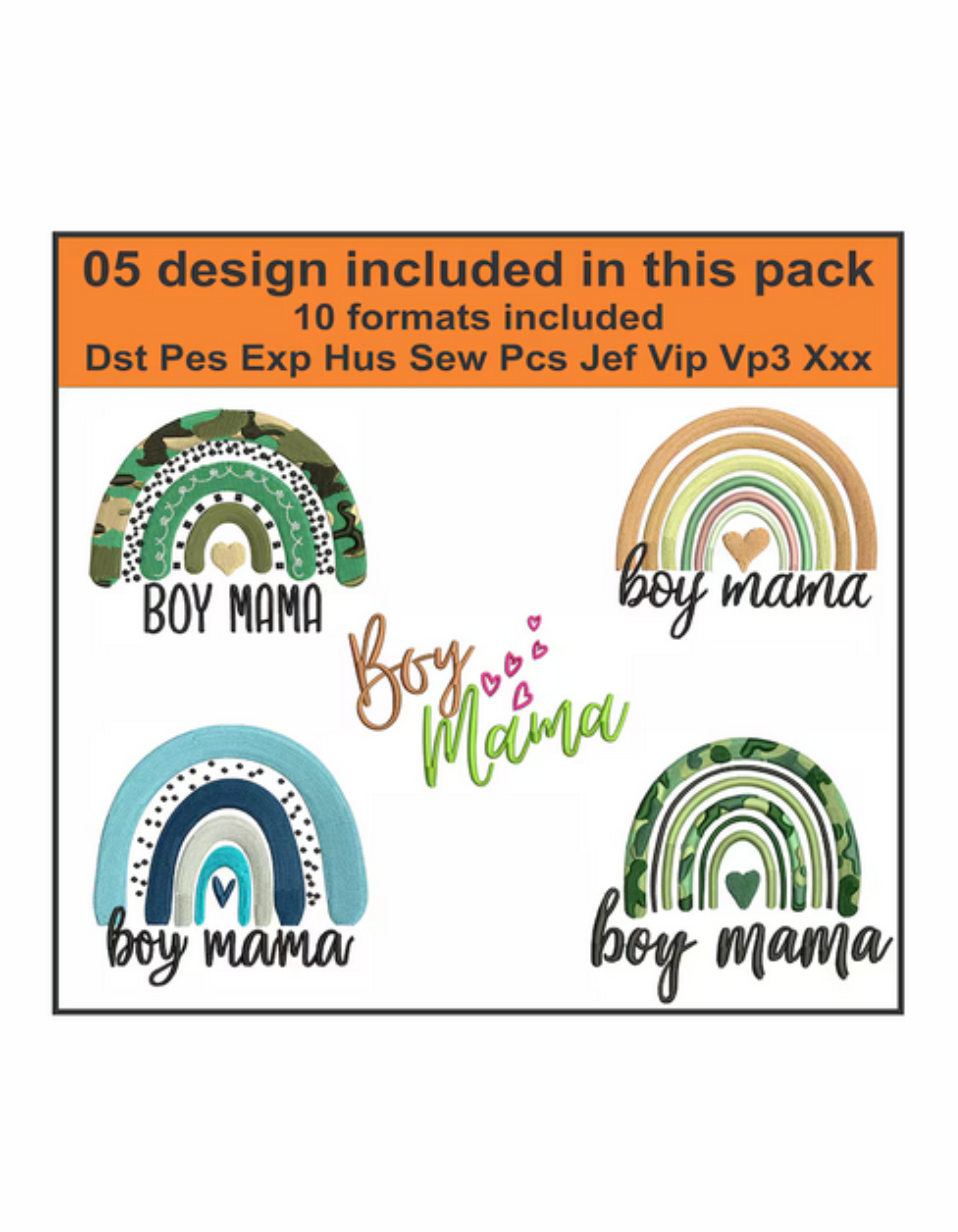 Boy Mama Rainbow Embroidery Design Pack | Boy Mama Embroider | Inspire ...